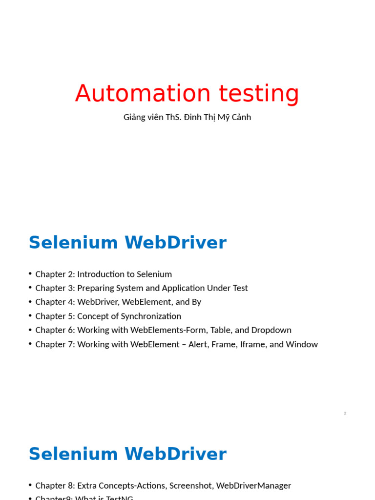 Chapter 2 - Introduction To Selenium | PDF | Selenium (Software) | Web ...