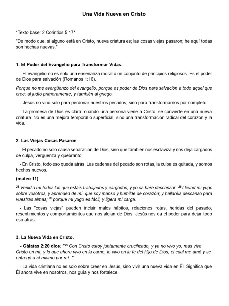 Una Vida Nueva En Cristo Pdf Cristo Título Pecado
