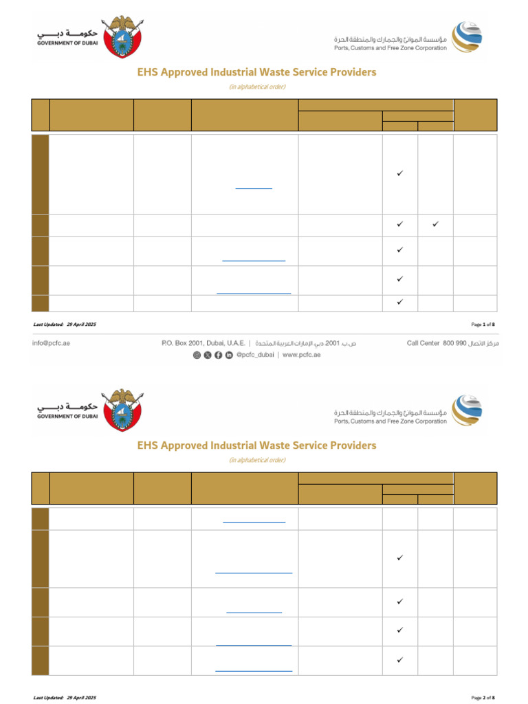 EHS Approved Waste Service Providers | PDF | Waste | Dubai