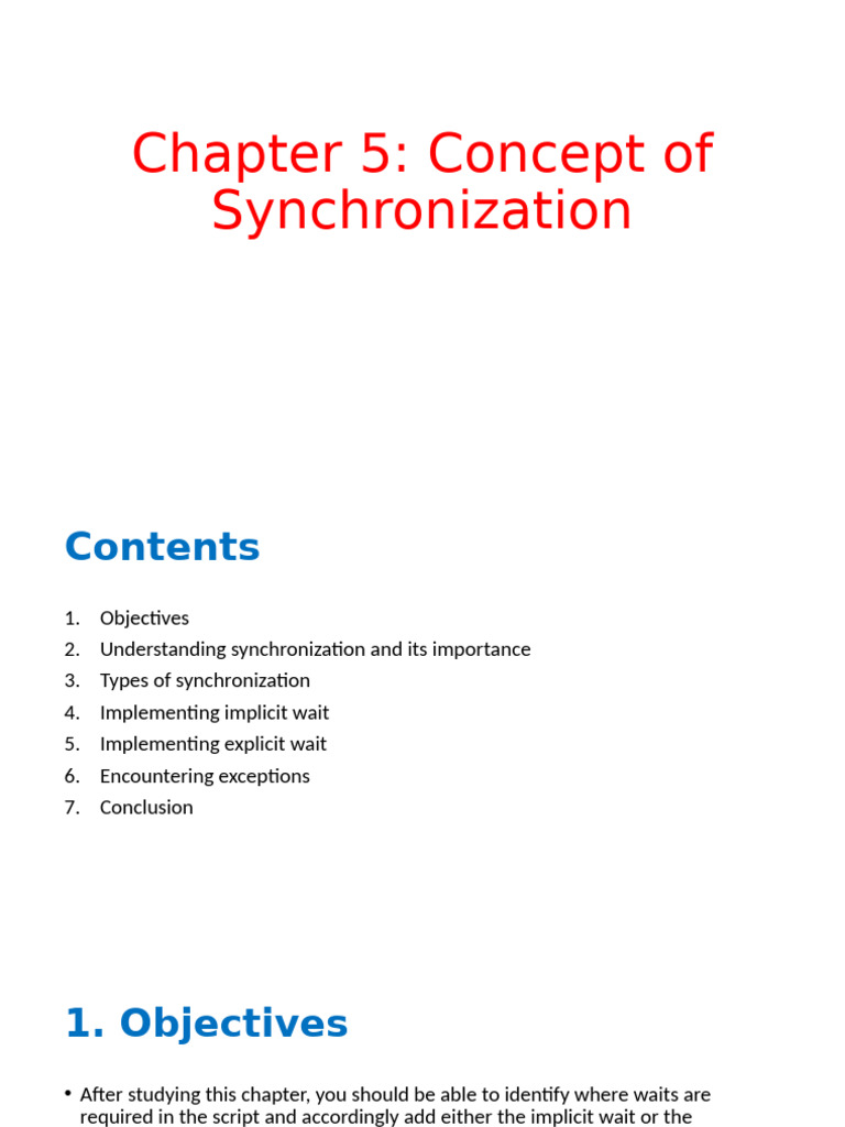 Chapter 5 - Concept of Synchronization | PDF | Selenium (Software) | Computing