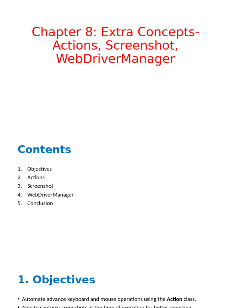 Chapter 8 - Extra Concepts-Actions, Screenshot, WebDriverManager | PDF | Computer Science ...