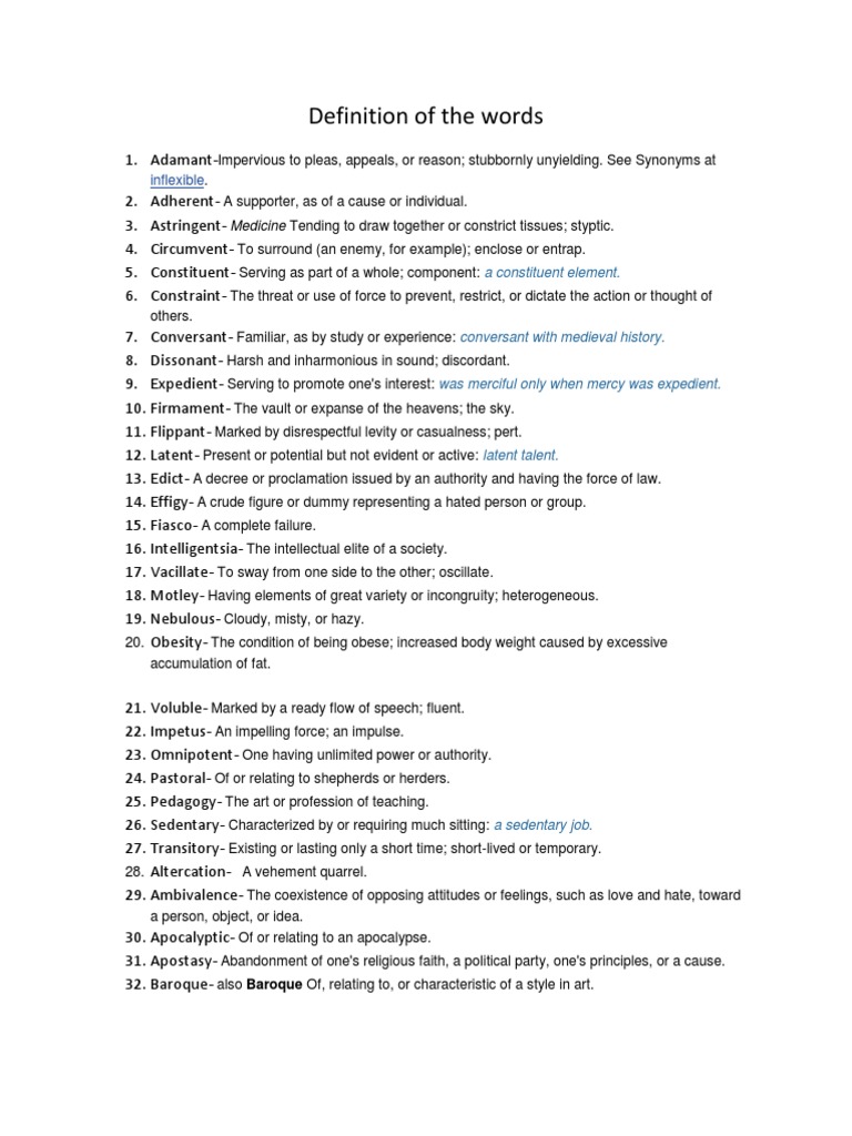 Definition of The Words | PDF | Religion And Belief