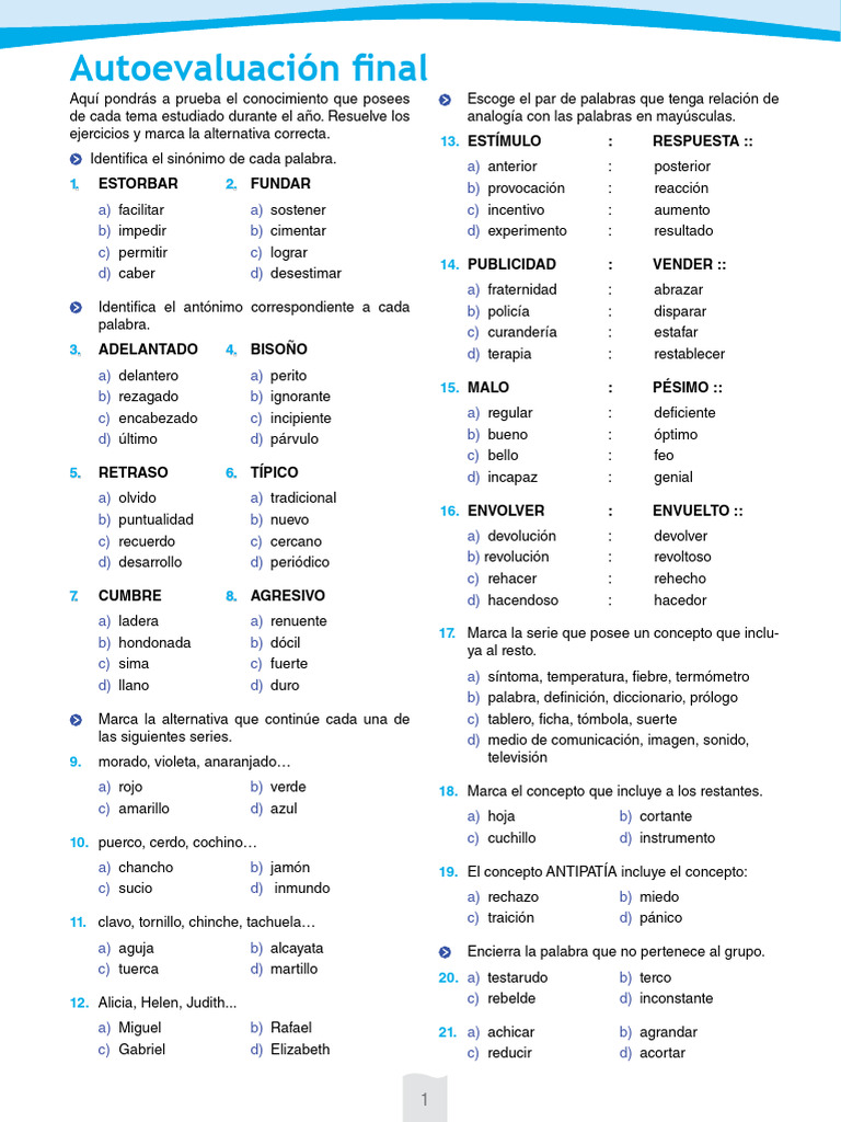 Autoevaluación de vocabulario y gramática | PDF | Ozono | Oxígeno