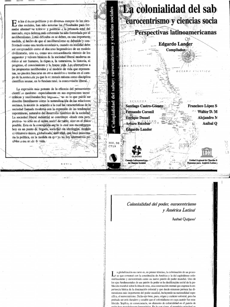 Quijano, Anibal. Colonialidad Del Poder, Eurocentrismo y A. L. | PDF