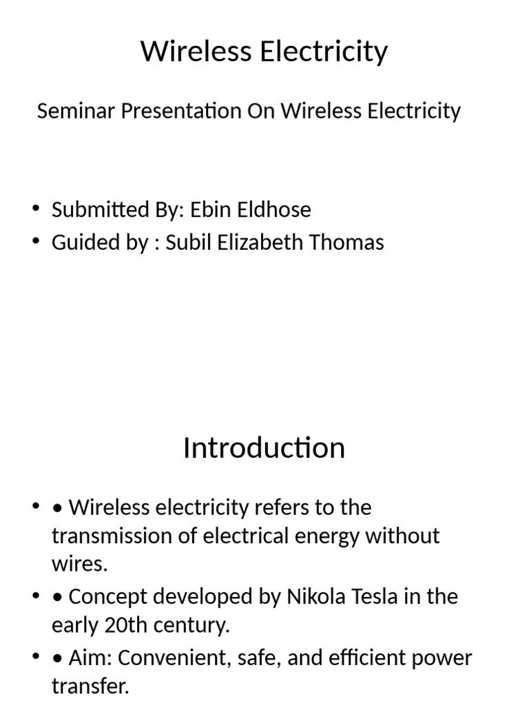 Overview of Wireless Electricity Technology | PDF | Wireless | Electricity