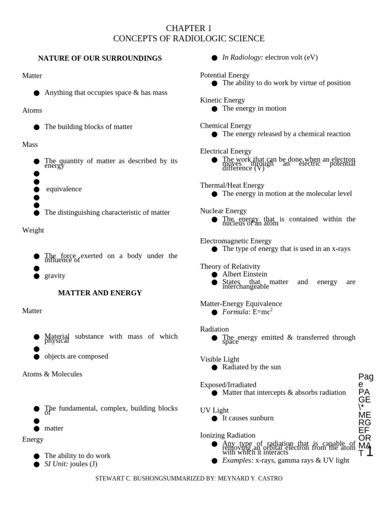 Chapter 1 Concepts of Radiologic Science 2 | PDF | X Ray | Radiation