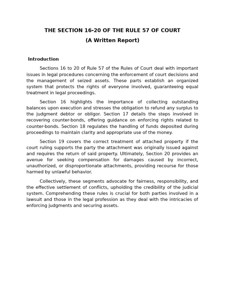Rule 57: Sections 16-20 Overview | PDF | Judgment (Law) | Justice
