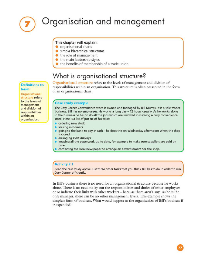 Chapter 7 - Organisation and Management | PDF
