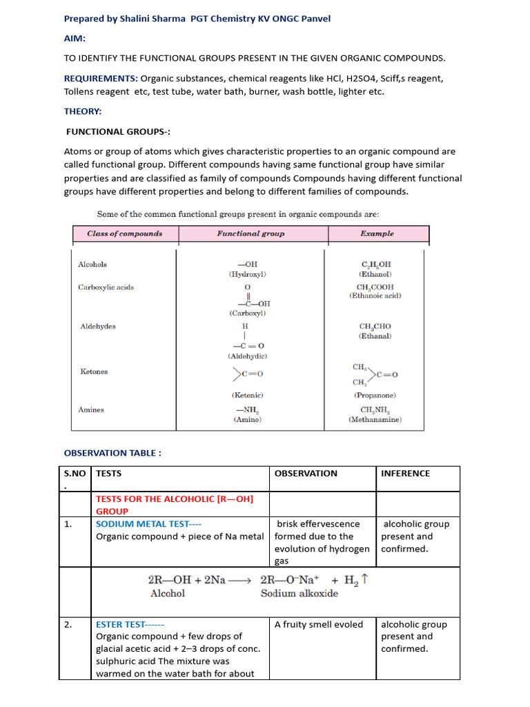Identifying Functional Groups in Organic Compounds | PDF | Amine ...