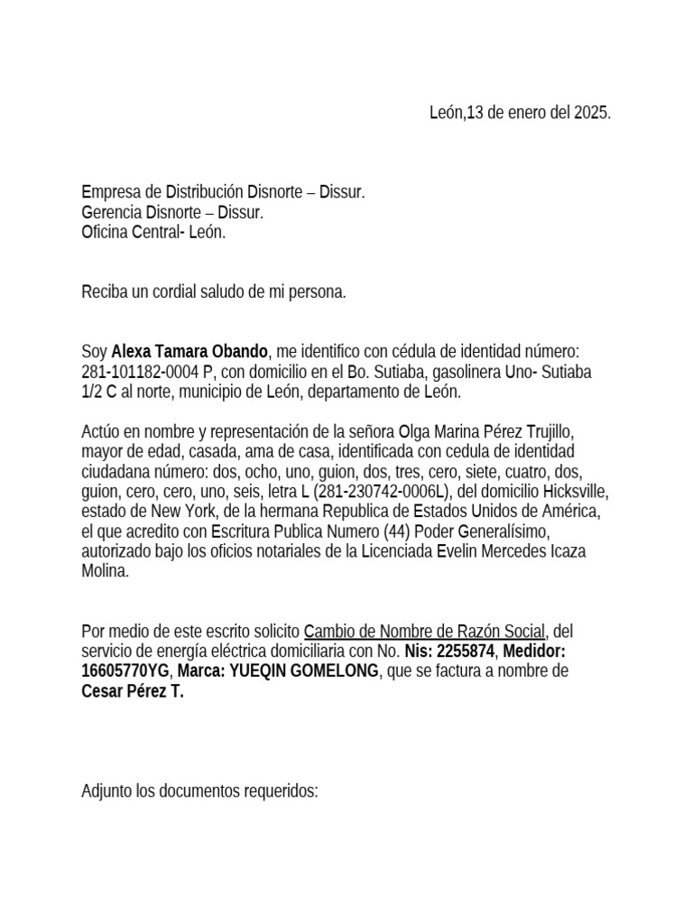 Solic Cambio de Razon Social | PDF