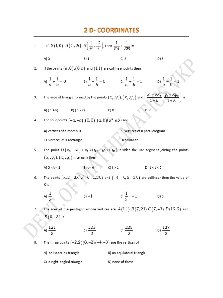 2D Coordinate Ws | PDF | Triangle | Classical Geometry