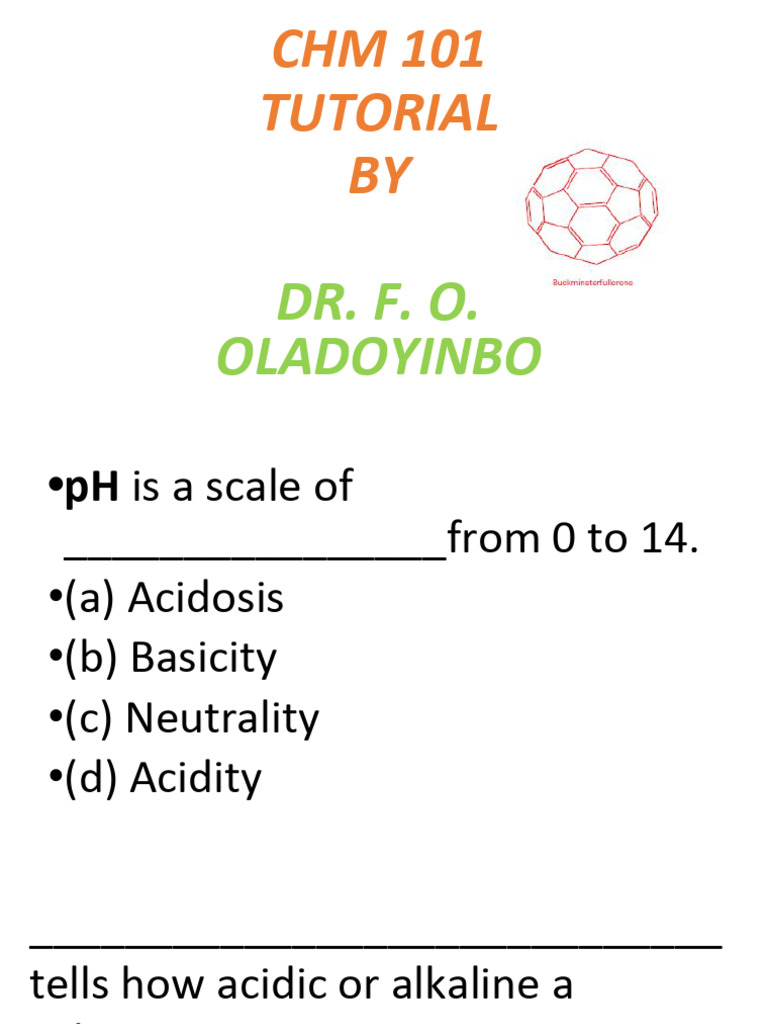CHM 101 Reviewed Past Question | PDF | Ph | Analytical Chemistry