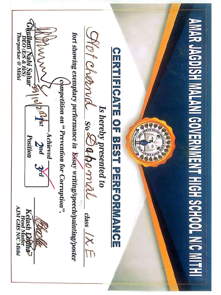 Certificate of Best Performance | PDF