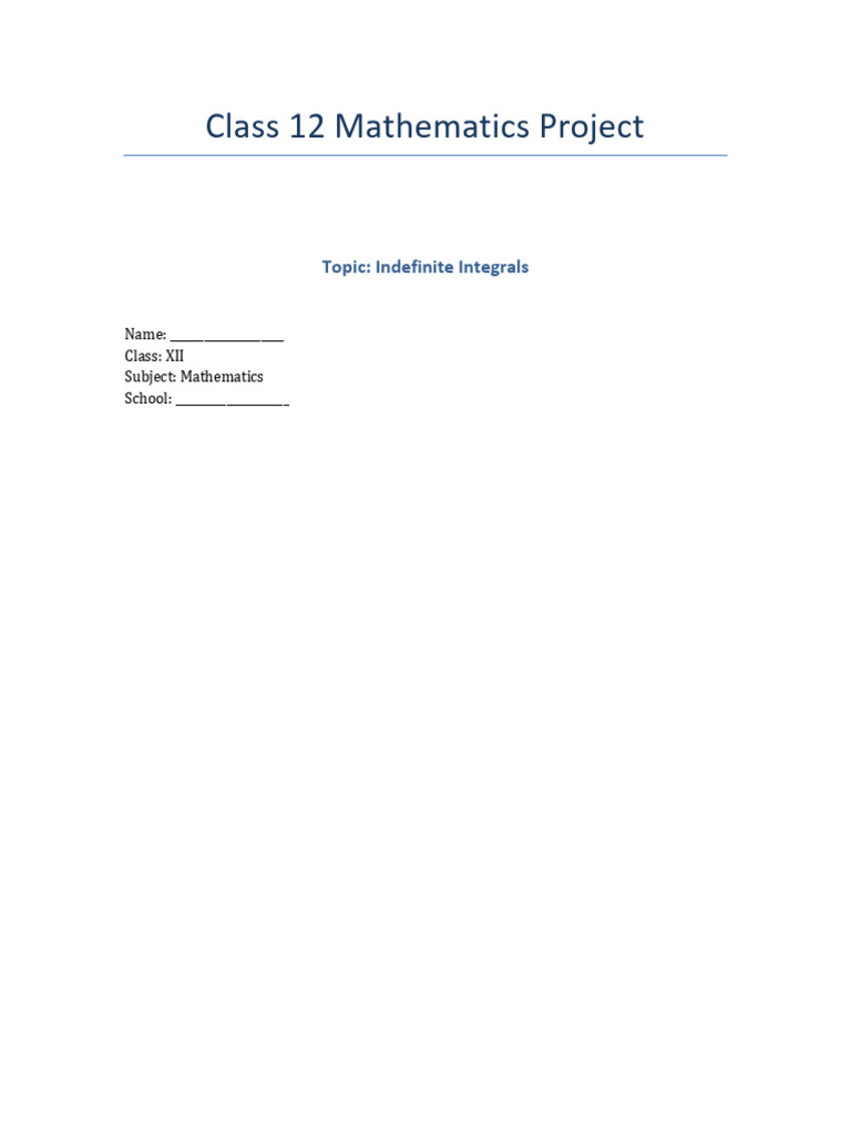 Indefinite Integrals in Class 12 Math | PDF | Integral | Function ...
