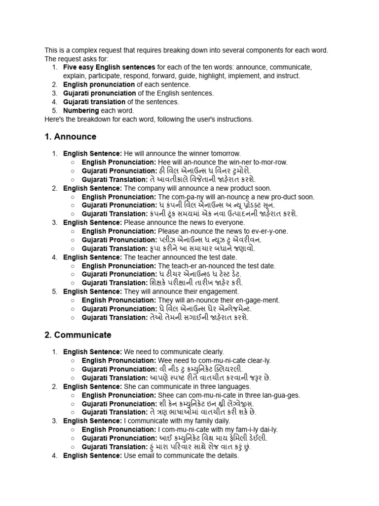 Five English Easy Sentences On Each Word Using Ann... | PDF