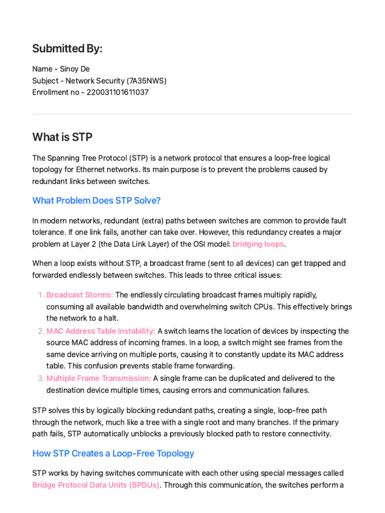 STP, Its Attacks and Mitigations | PDF | Network Switch | Networks