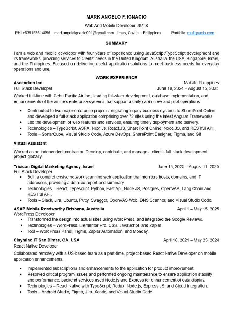 Web & Mobile Developer Portfolio | PDF | Mobile App | Microsoft Sql Server
