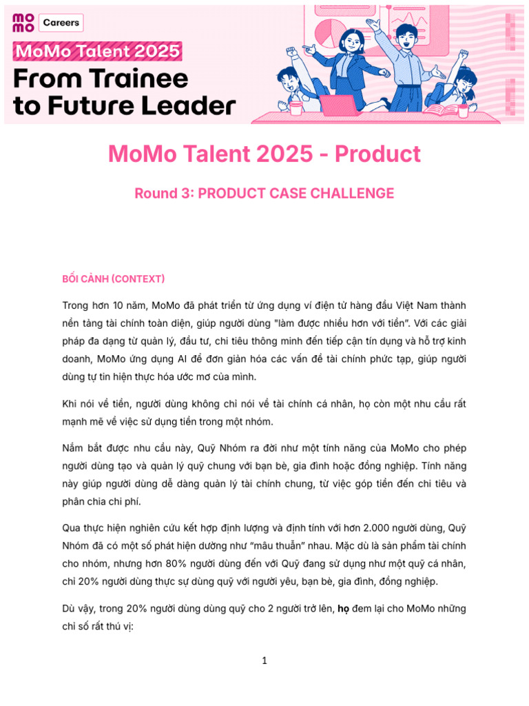 (MoMo Talent 2025) (Round 3) - Product Management Trainee - Team Case ...