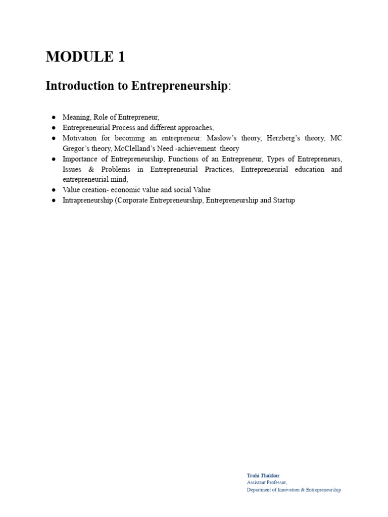 Introduction to Entrepreneurship Concepts | PDF | Entrepreneurship ...