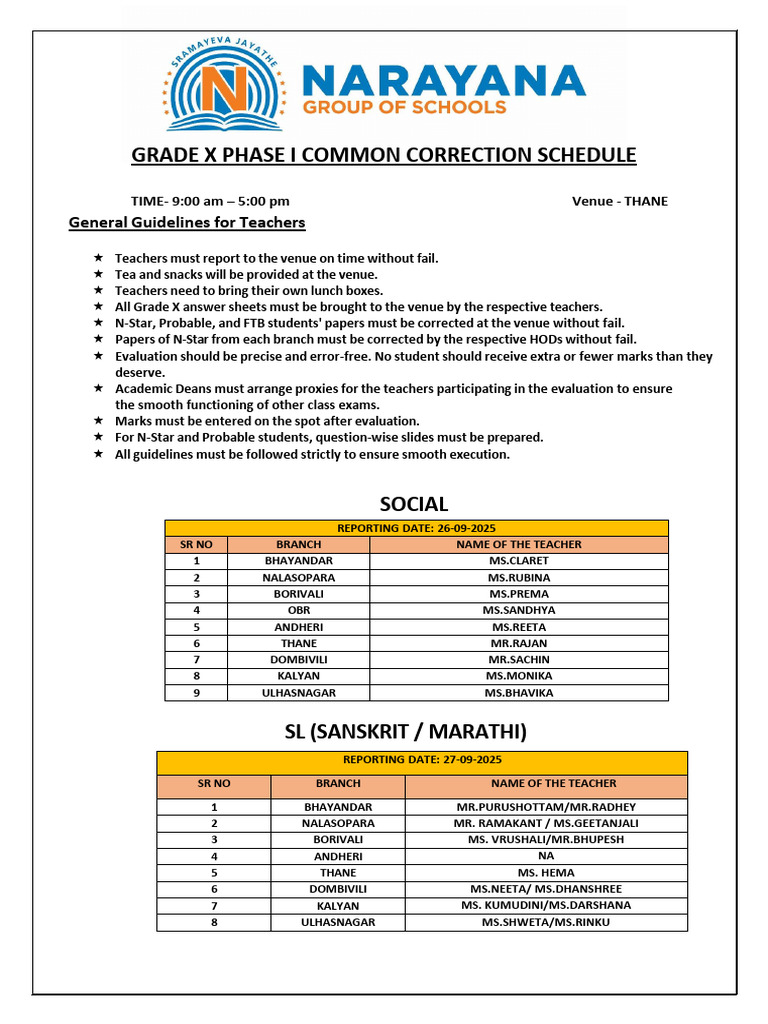 Grade X Phase I Common Corrections Schedule-2 250925 1 | PDF