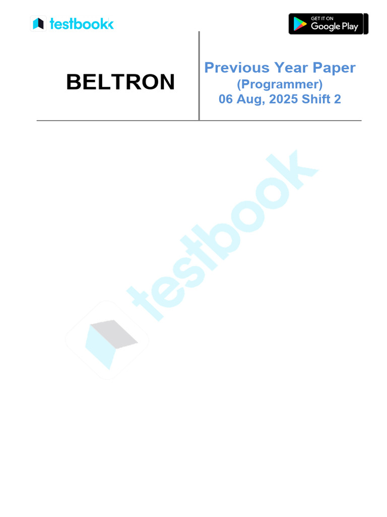 BELTRON Programmer Official Paper (Held On - 06 Aug, 2025 Shift 2 ...