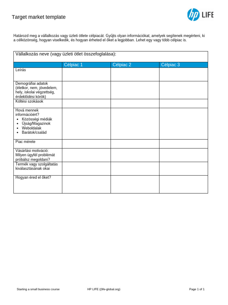 Target Market Template | PDF
