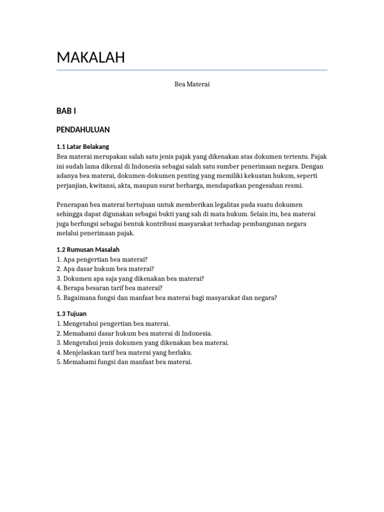 Makalah Bea Materai | PDF