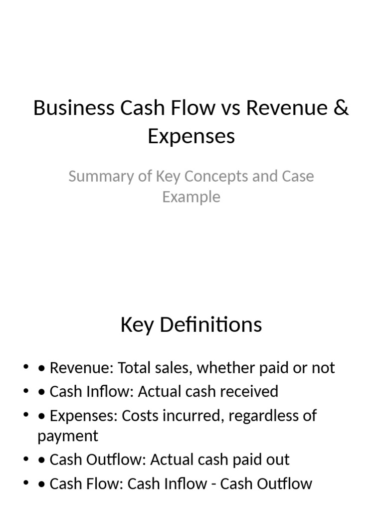 Cash Flow Vs Revenue Summary | PDF