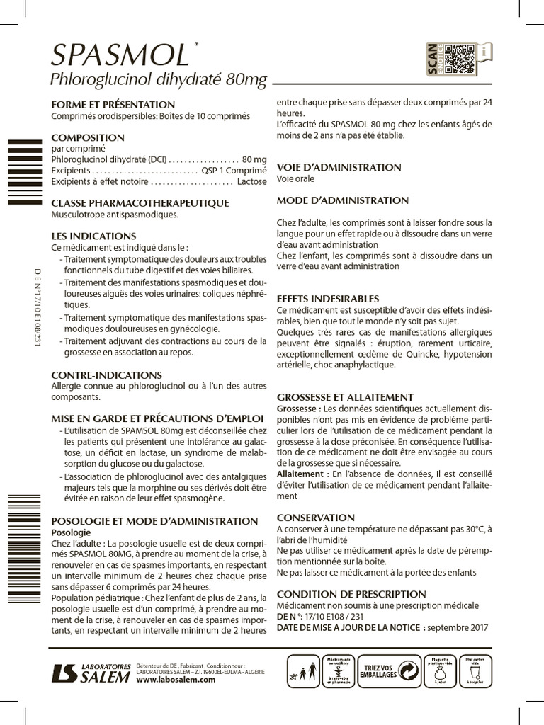 Utilisation de Spasmol 80mg | PDF | Spécialités médicales | Médecine ...