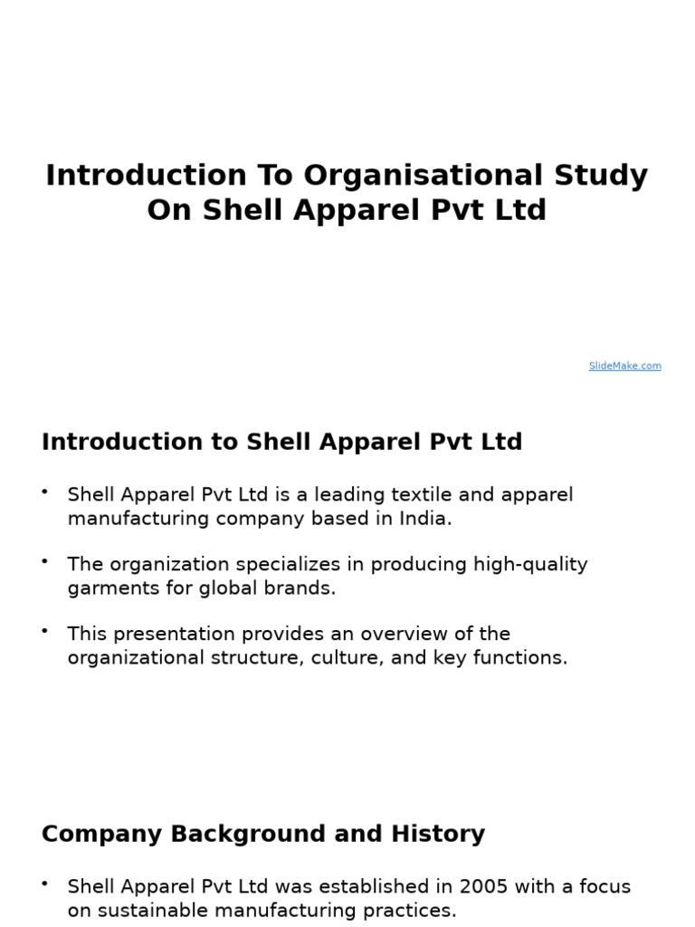 Overview of Shell Apparel Pvt Ltd | PDF | Sustainability | Innovation