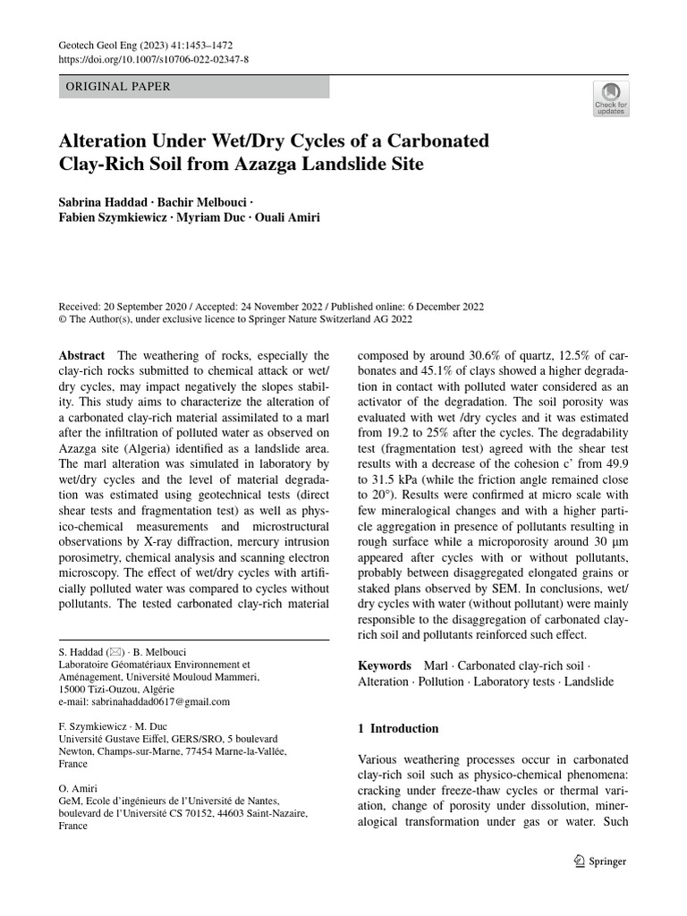 Alteration Under Wedry Cycles of A Carbonated Clay Rich Soil | PDF ...
