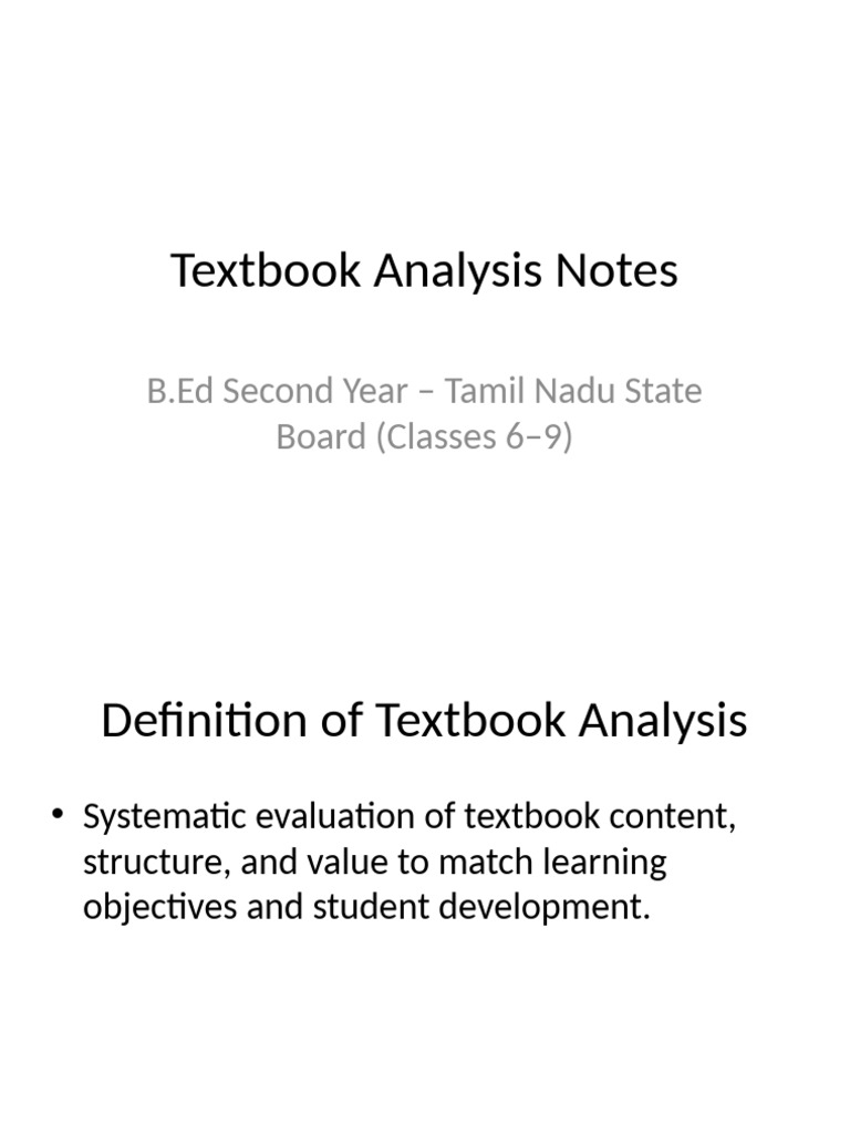 B.Ed Textbook Analysis Notes | PDF