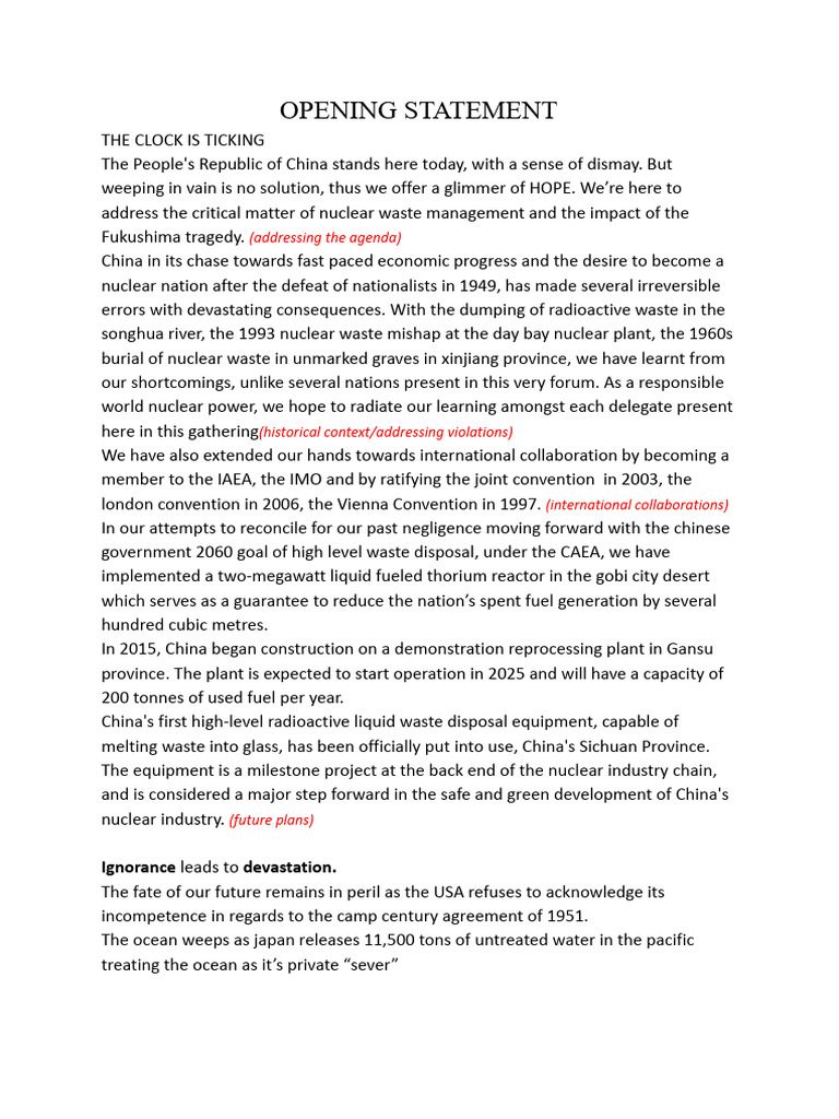 Speeches Example | PDF | Nuclear Reactor | Radioactive Waste