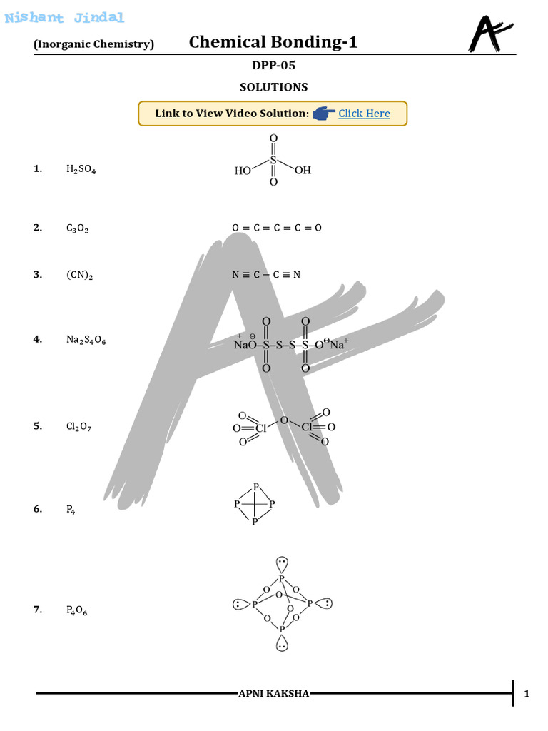 DPP - 05 (Video Solution) - Chemical Bonding-1 NJ - 247 | PDF | Phosphate | Acid