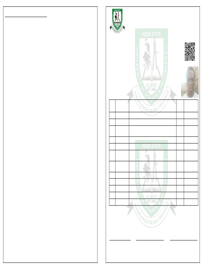 Exam Card - Second Semester, 2024 - 2025 | PDF