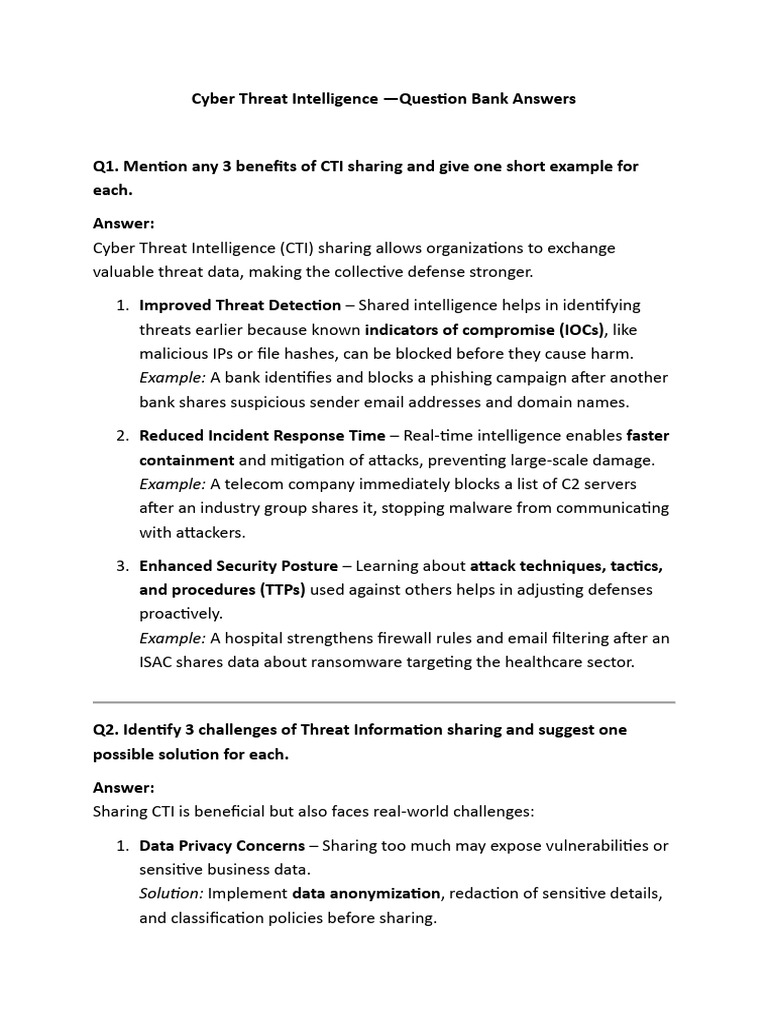 CTI Exam Answers and Insights | PDF | Malware | Ransomware