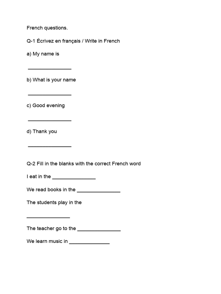 French Quiz with Answers PDF | PDF