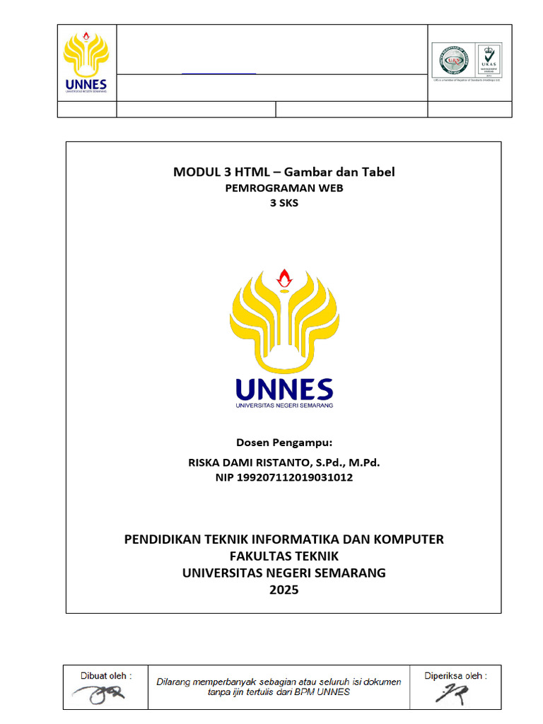 Modul 3 HTML - Gambar Dan Tabel | PDF
