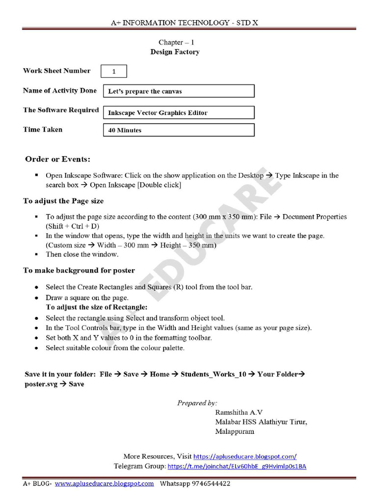 A+ Blog SSLC It Chapter 1 Design Factory Practical Worksheet (Em) 1 | PDF