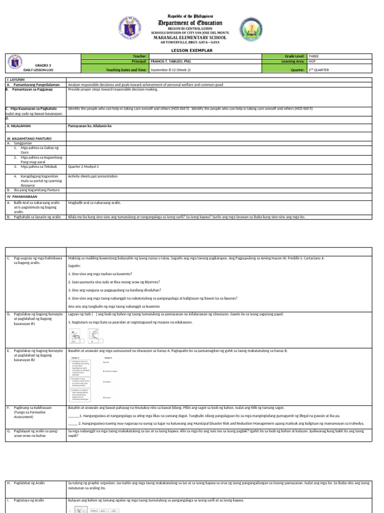 Q2 HGP Week3 Exemplar | PDF