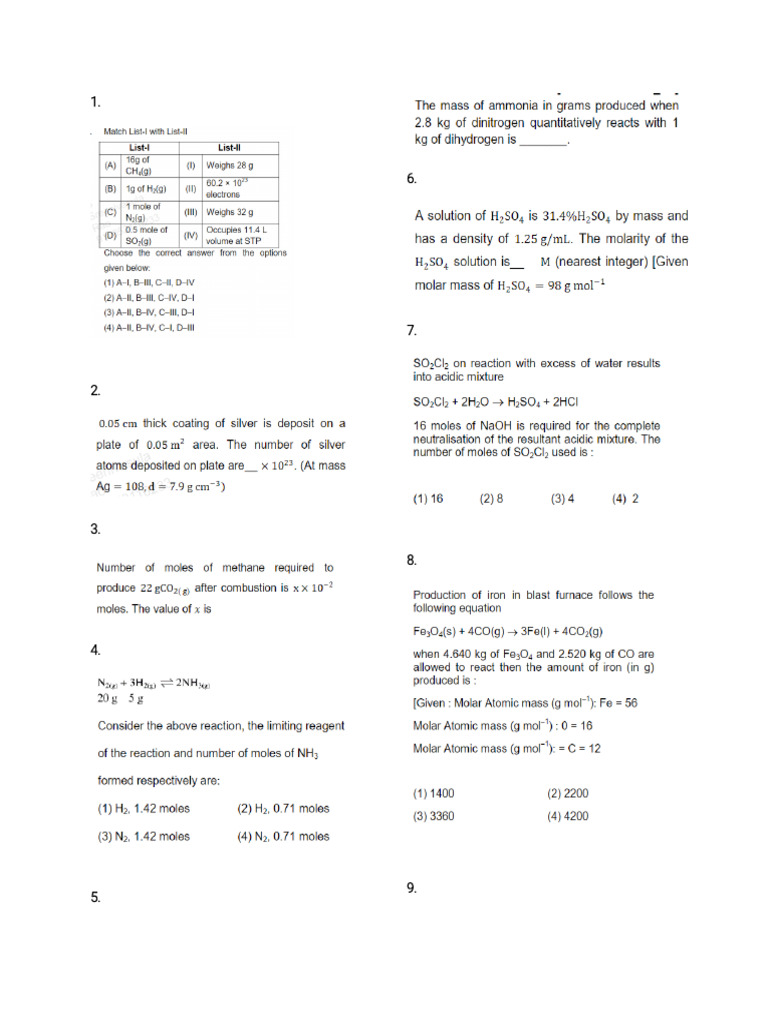 Molar Mass Calculation for Substance A | PDF