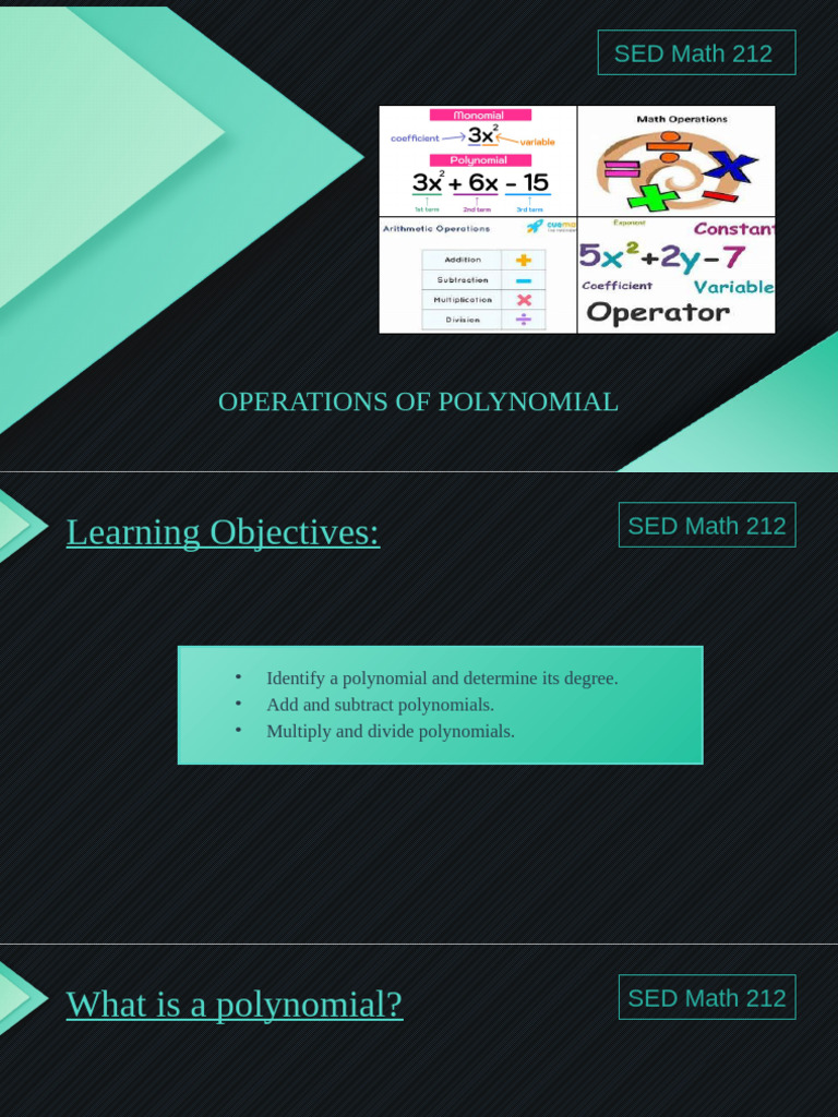 Operation of Polynomials | PDF | Polynomial | Multiplication