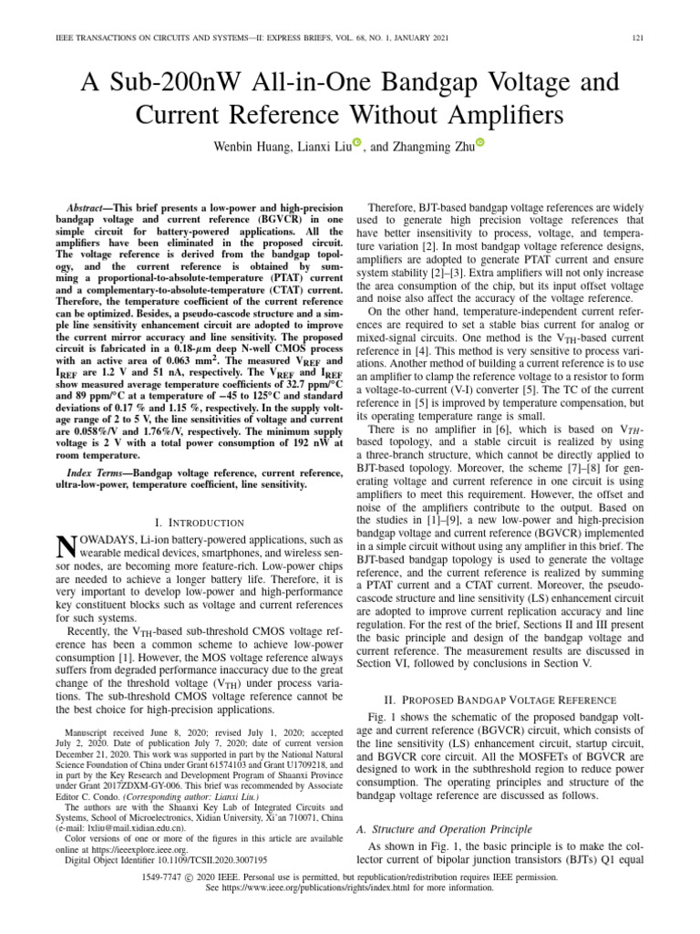 Low-Power Bandgap Voltage Reference | PDF | Bipolar Junction Transistor ...