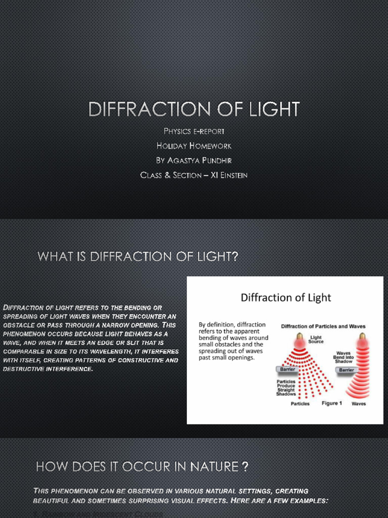 Physics Holiday Homework | PDF | Diffraction | Light