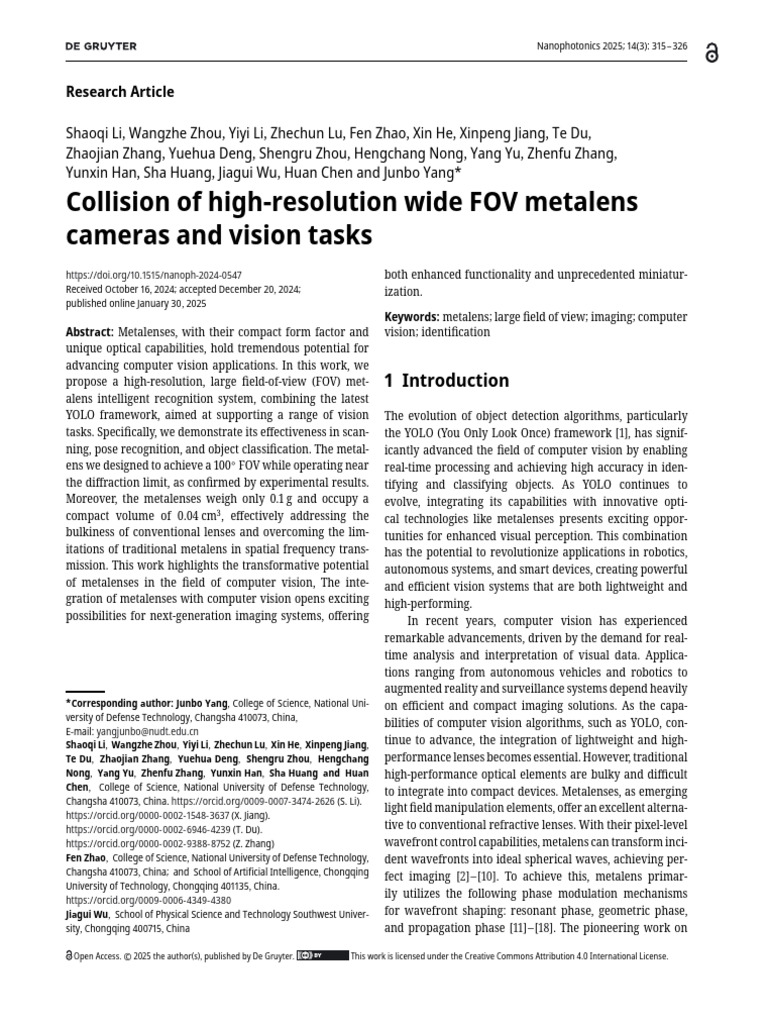 High-Resolution Metalens for Vision Tasks | PDF | Angular Resolution ...