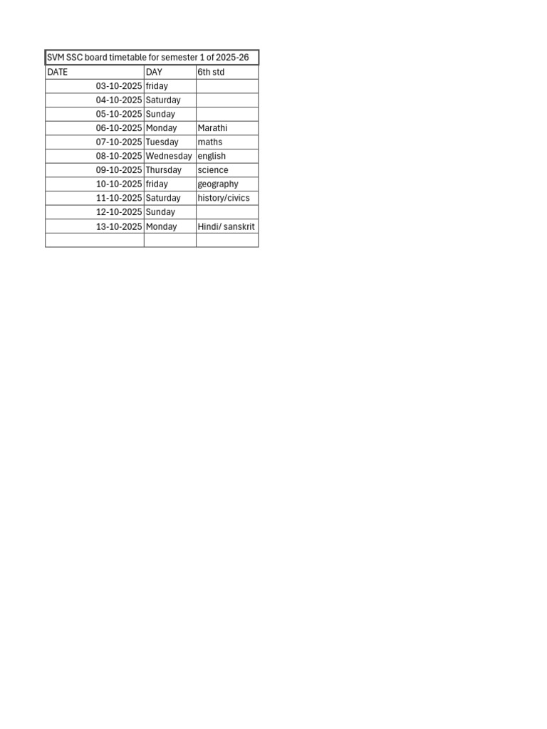 Sem 1 Timetable | PDF