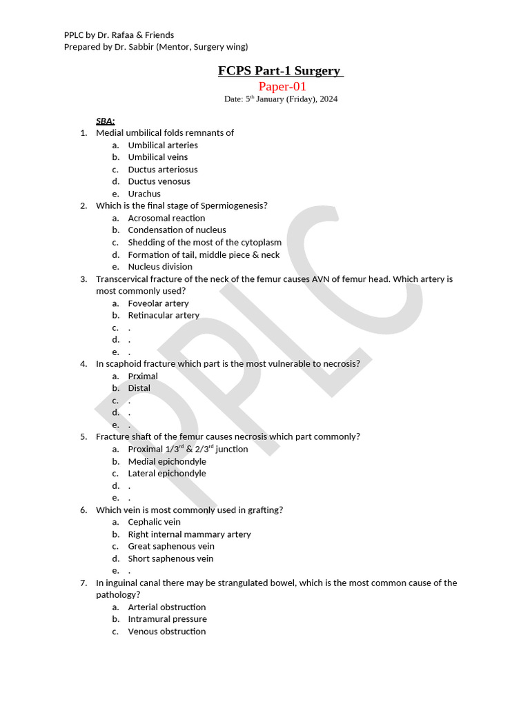 FCPS Part-1 Surgery Syllabus Bangladesh | PDF | Liver | Pancreas