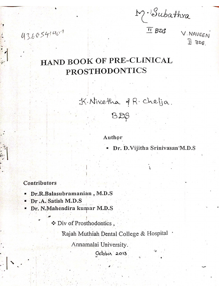 Pre Clinical Prostho | PDF