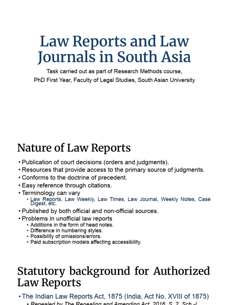 Law Reports and Law Journals in South Asia | PDF | Justice | Crime ...