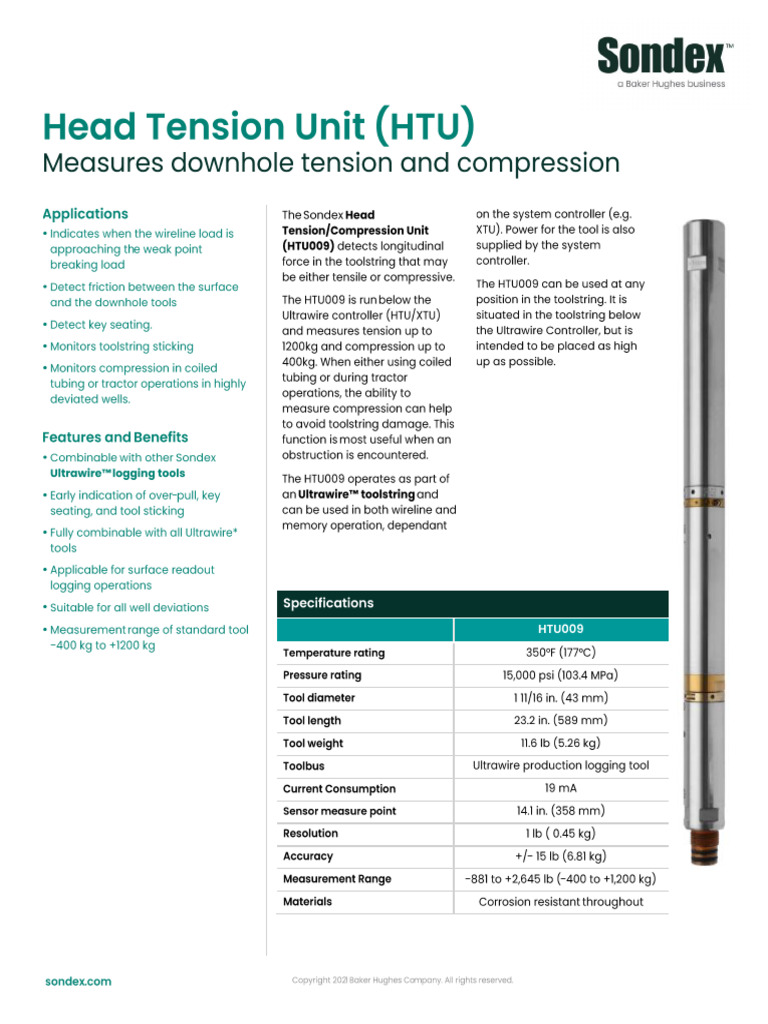 Sondex Head Tension Unit HTU Spec | PDF